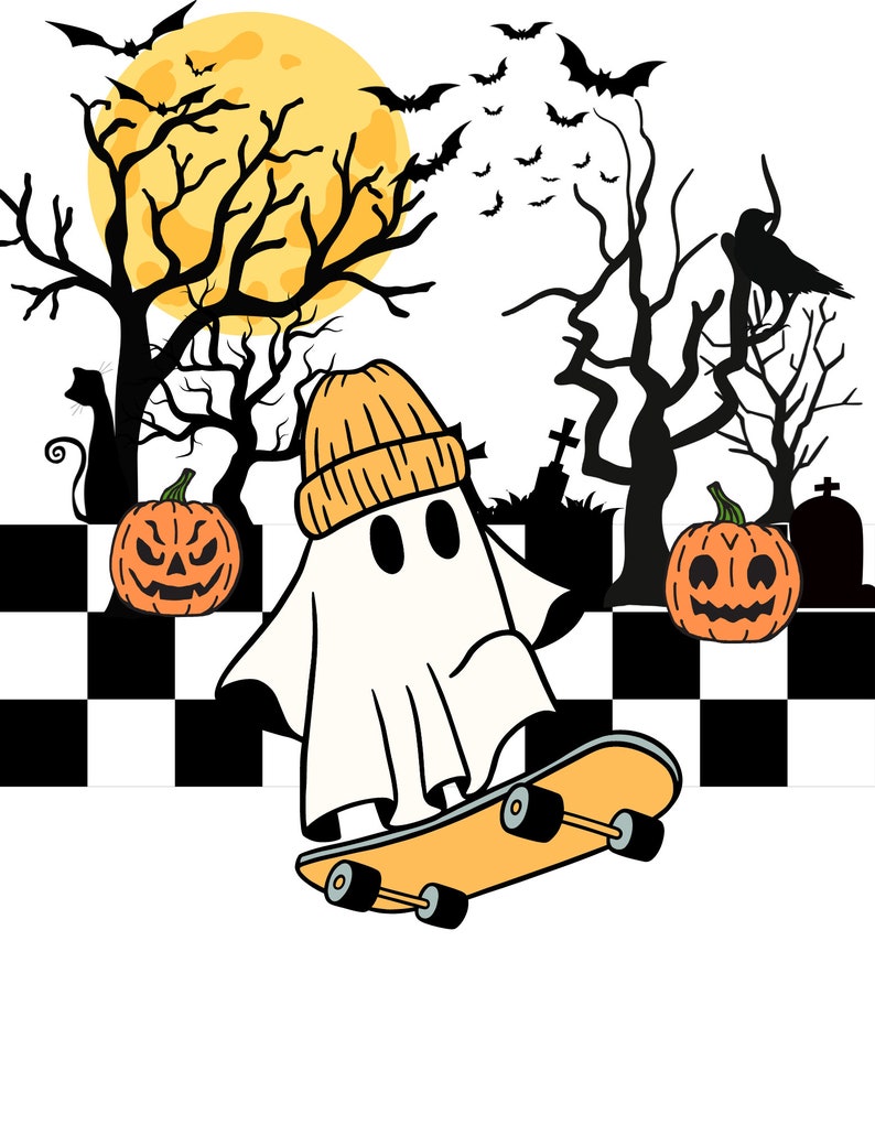 Skateboarding Ghost - Etsy