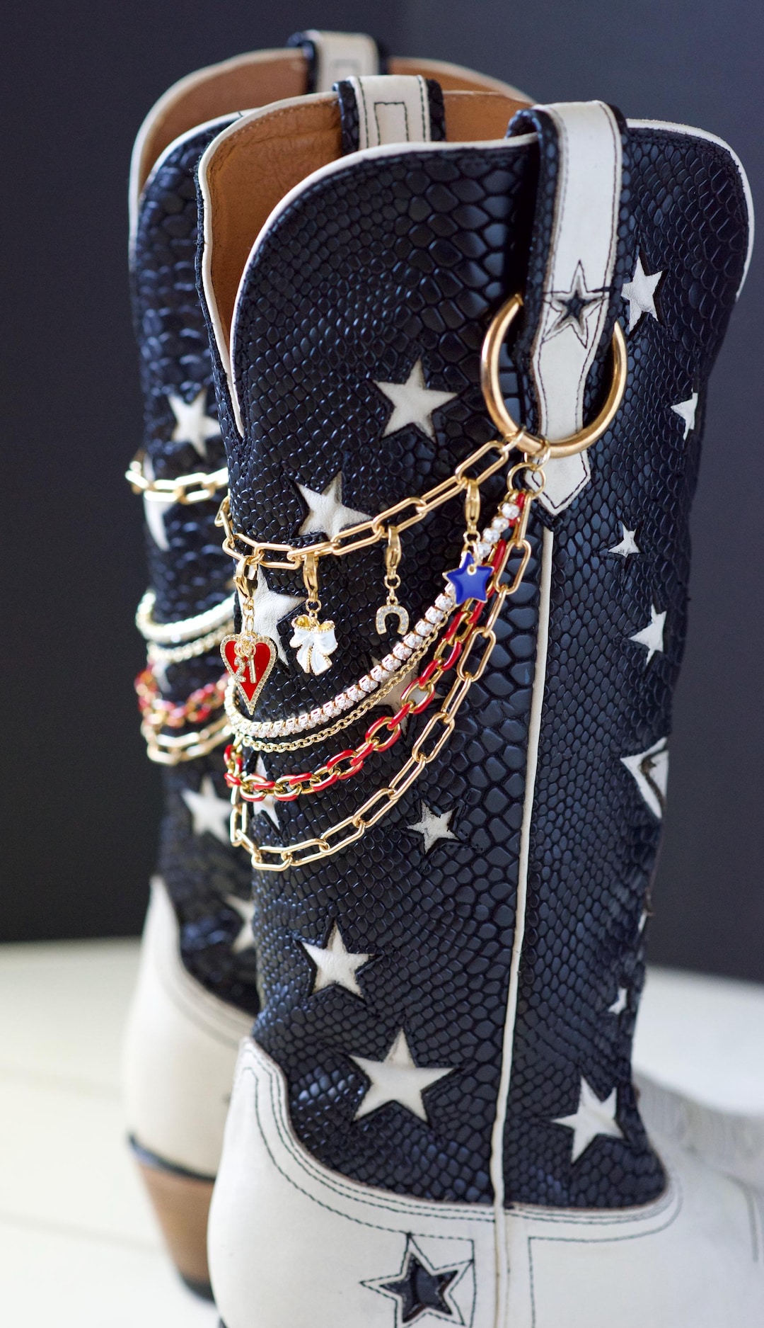 Customizable Western Boot Chain: Cowgirl Boot Charms, Game Day Bling - Etsy