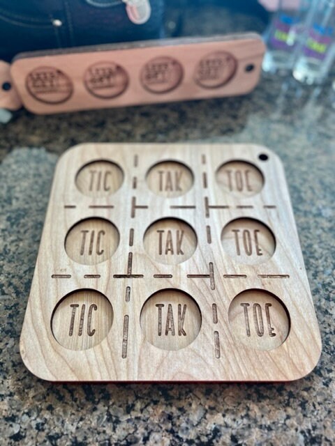 Tic Tac Toe Tequila Shot Board: Engraved Red Oak Drinking Game - Etsy
