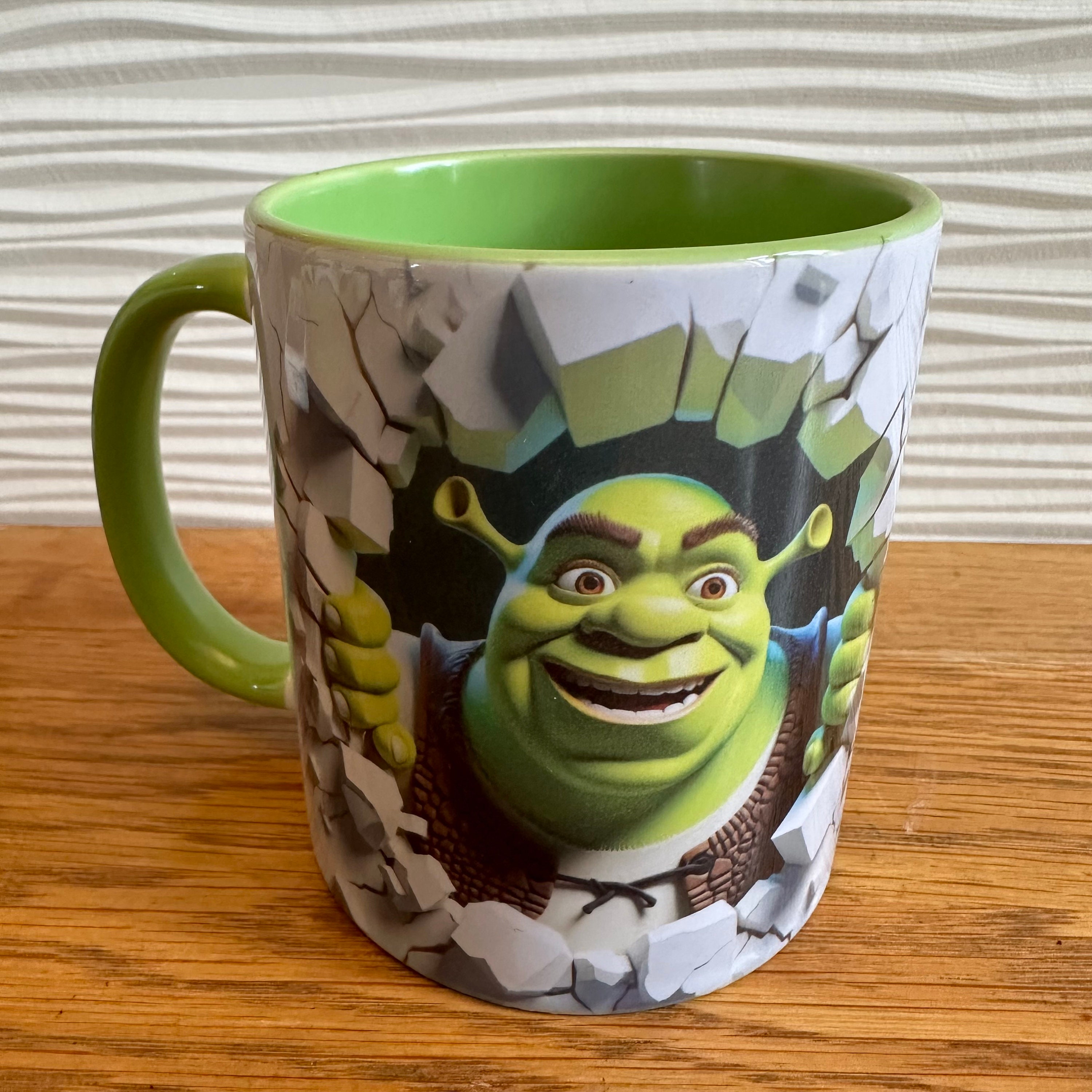 Shrek Mug With Green Handle & Inside With Any Name - Etsy