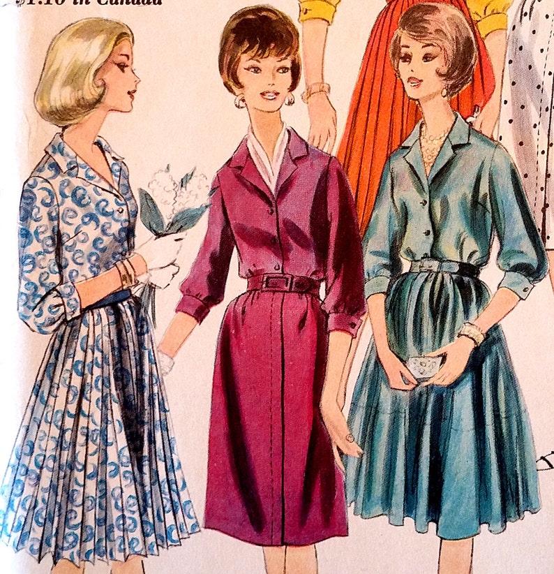Rare Vintage 1961 Skirt Blouse Two Piece Dress Sewing Pattern Vogue ...