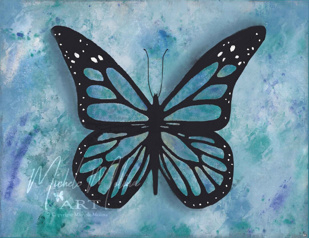 Blue Butterfly Print Wall Art Butterfly Wall Decor, Butterfly-original ...
