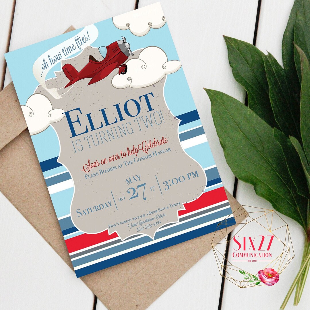 Time Flies Birthday Invitation - Airplane Birthday - Etsy
