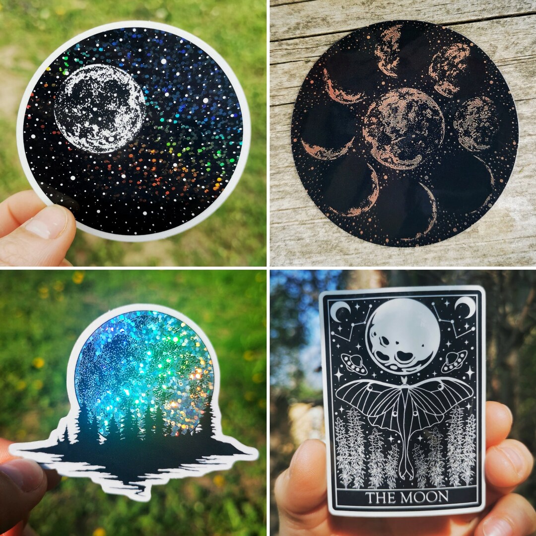 The Moon Sticker Pack, Weather Proof, Vinyl Sticker, Glitter Sticker ...