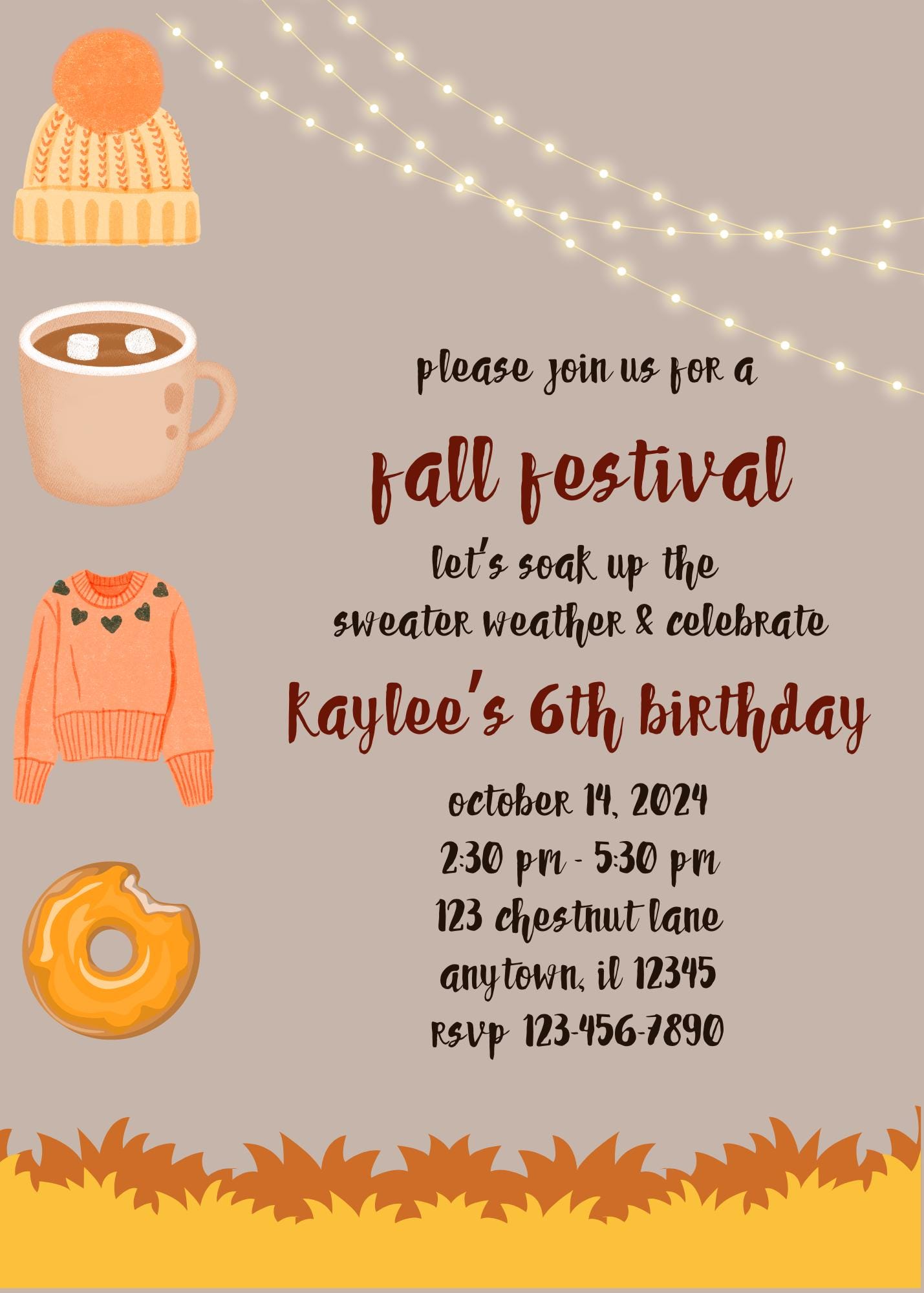 Fall Festival Birthday Invitation : Canva Template - Etsy