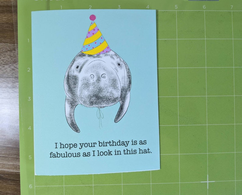 Happy Birthday Manatee Greeting Card Cute Manatee Card - Etsy
