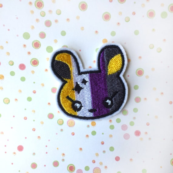 IRON ON PATCH Non Binary Enby Pride Flag Bunny Rabbit | Etsy