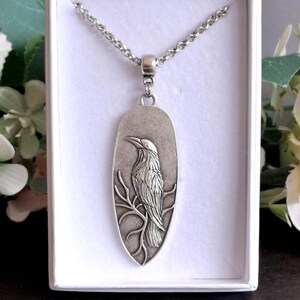 Rustic Raven Pendant Necklace • Antique Silver Gothic Jewellery • 16-30 ...