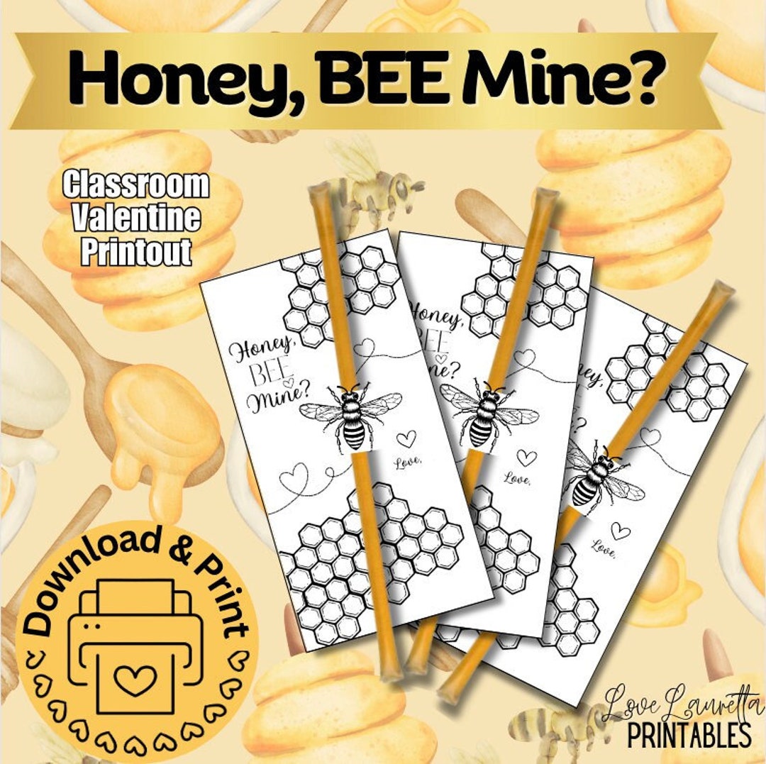 Black and White Valentine Card: Honey Bee Mine - Classroom Valentine ...