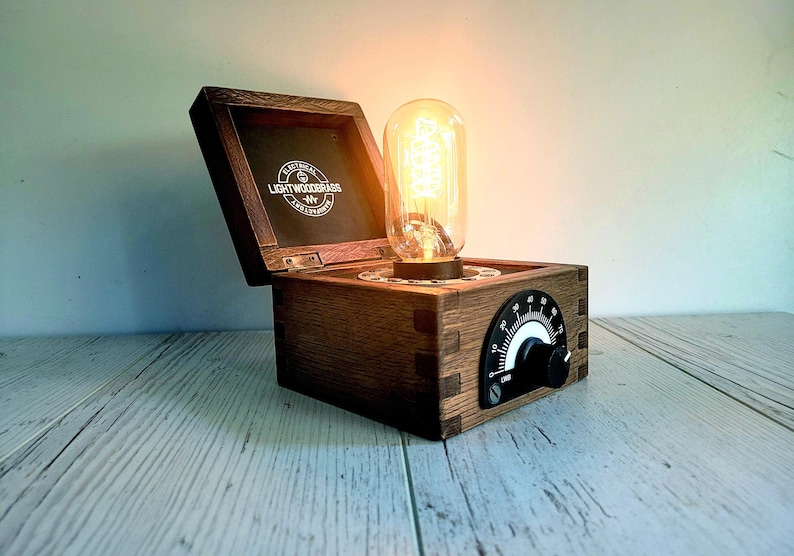 Edison Lamp Wooden Box Vintage Style Dimmer Industrial Lamp Сube - Etsy