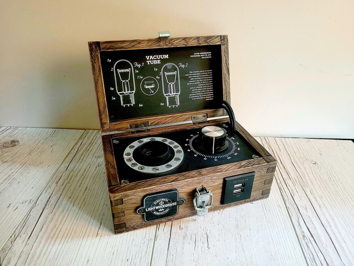 Edison Lamp Wooden Box Vintage Style Dimmer Industrial Lamp Desktop ...