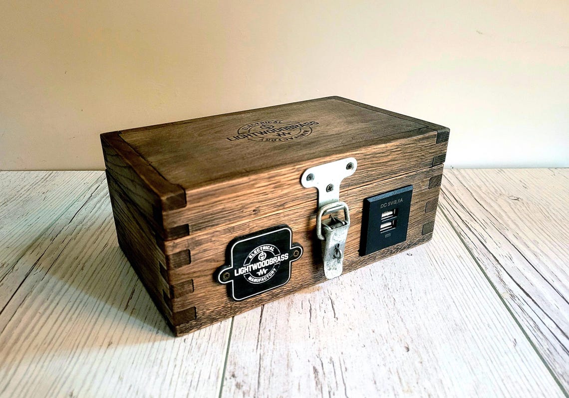 Edison Lamp Wooden Box Vintage Style Dimmer Industrial Lamp Desktop ...