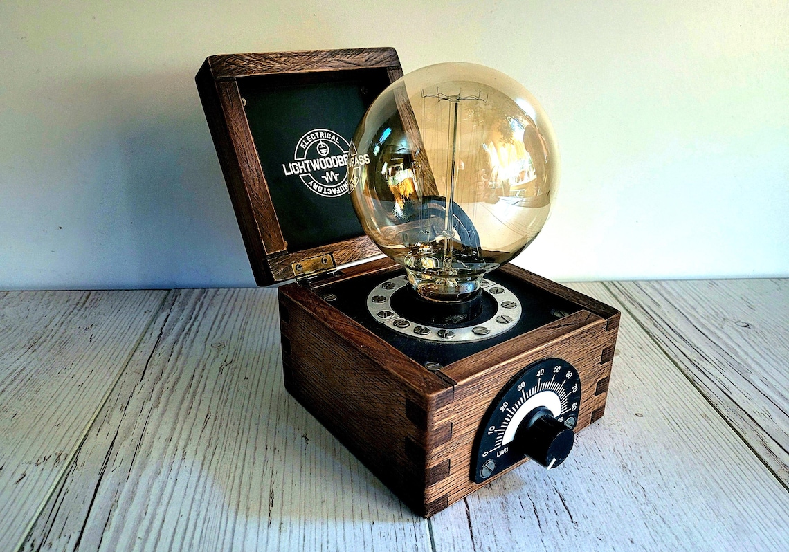 Edison Lamp Wooden Box Vintage Style Dimmer Industrial Lamp Сube - Etsy