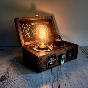 Edison Lamp Wooden Box Vintage Style Dimmer Industrial Lamp Desktop ...