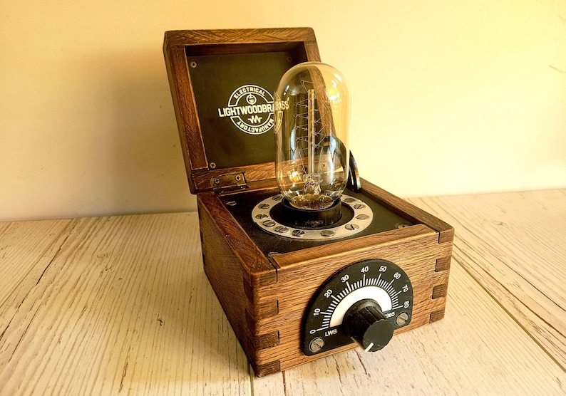 Edison Lamp Wooden Box Vintage Style Dimmer Industrial Lamp Сube - Etsy