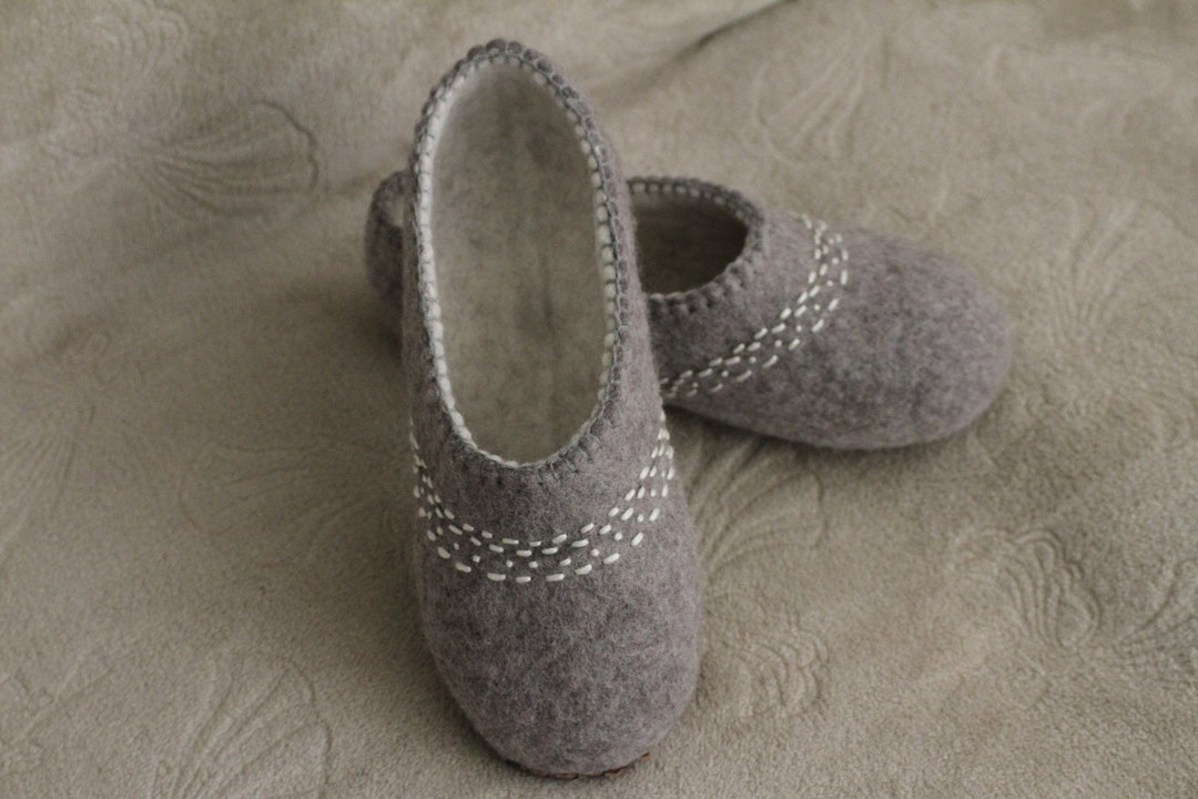 Natural Undyed Wool. Indoor Slippers. Handcrafted Women Slippers. Gift ...