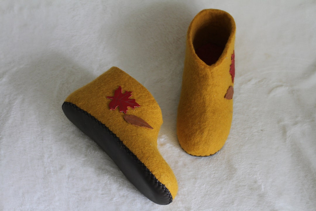 Natural Undyed Wool. Indoor Slippers. Handcrafted Women Bootie ...