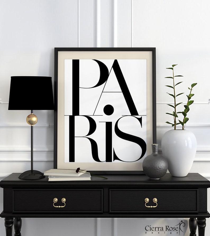 Paris Typography Print, Paris Print, Office Decor, Travel Artwork ...