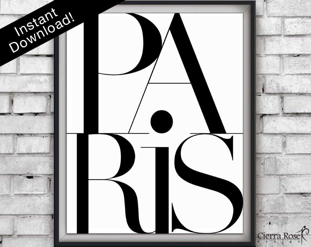 Paris Typography Print, Paris Print, Office Decor, Travel Artwork ...
