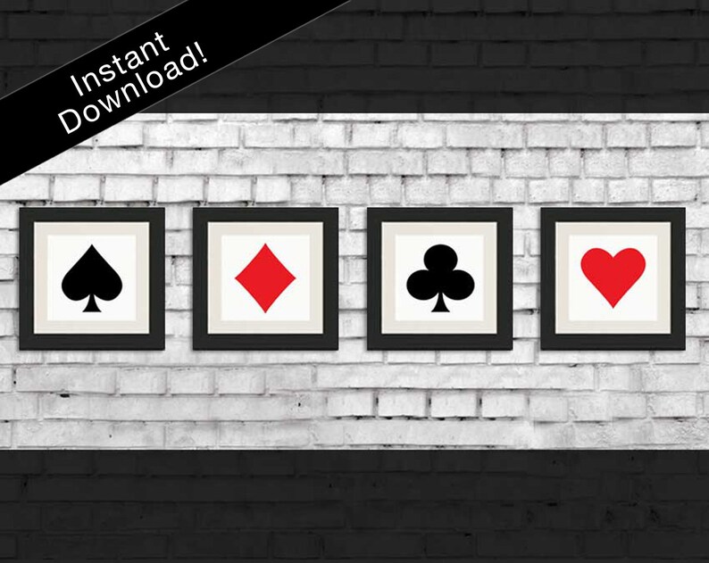 Playing Card Suits, Square Print, Playing Cards, Modern Print, Game ...