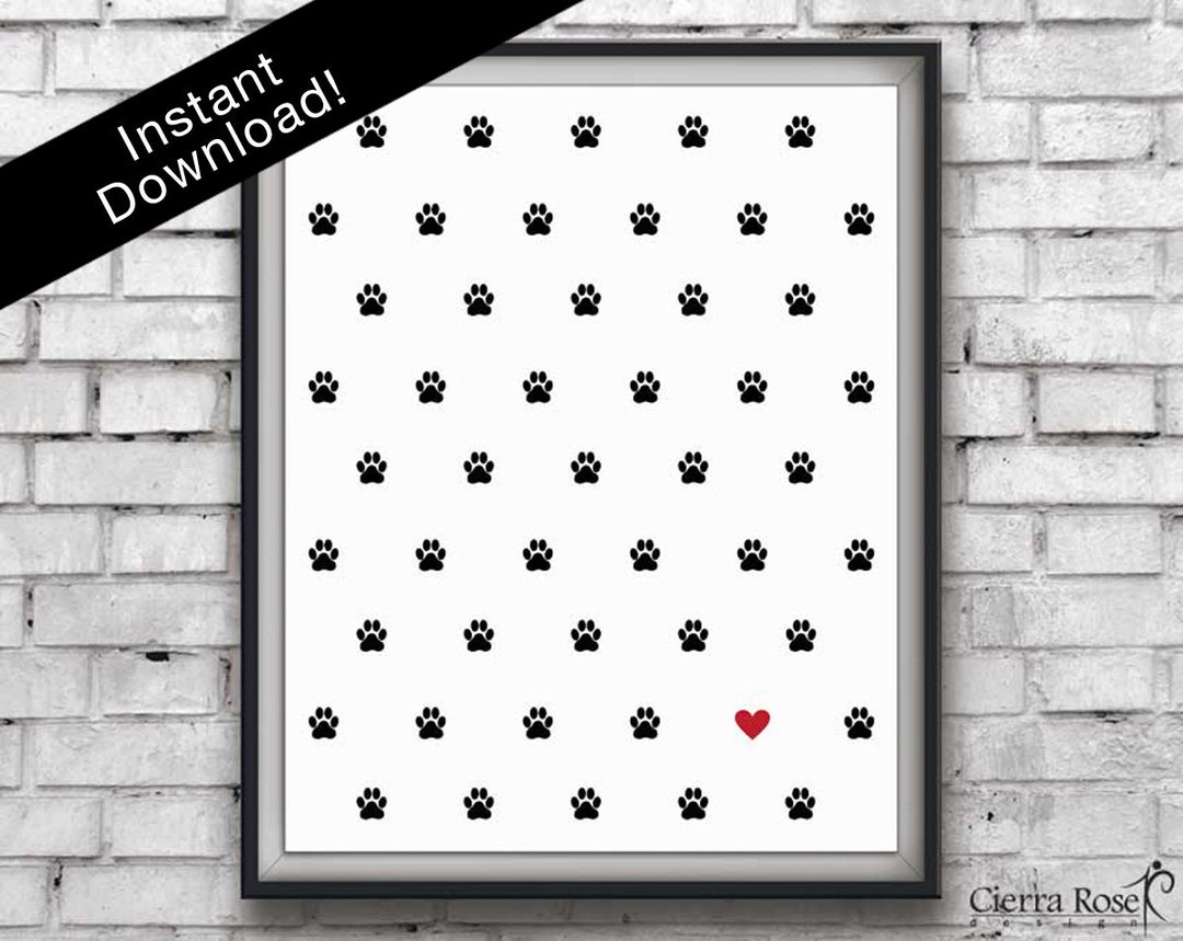 Paw Print Wall Art, Pet Artwork, Wall Decor, Dog Print, Cat Print, Pet ...