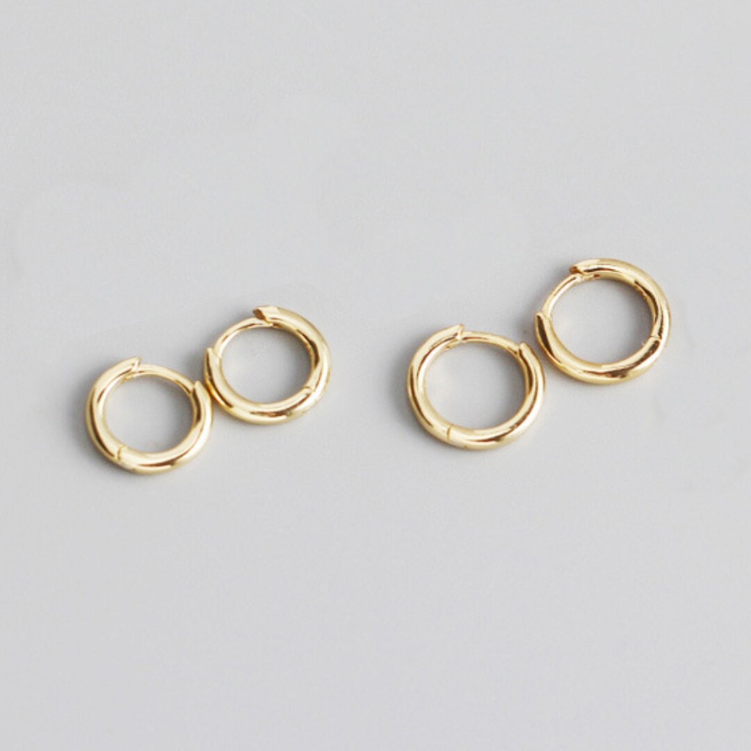 10mmsterling Silver Midi Hoops, Gold Huggies, Little Hoop - Etsy