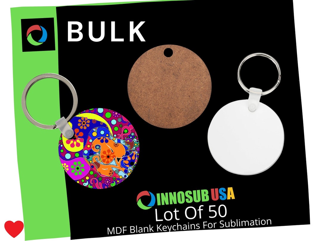 Sublimation MDF Keychain Blank Circle With Key Ring and Platic Clasp by ...