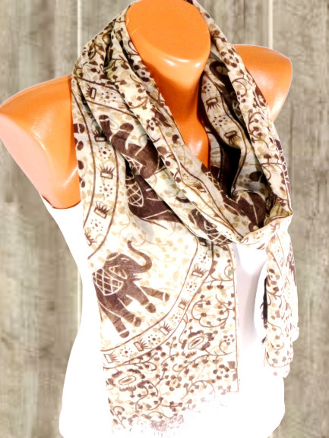 Scarf Shawl Elephant Printed Scarf Elephant Scarf Ethnic - Etsy