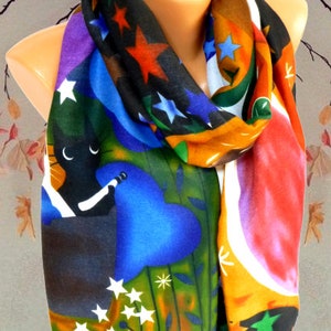Scarf Cat print Scarf Scarves Shawl Cat and Owl Printed | Etsy