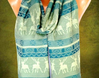 Nordic Scarf Shawl Deer Scarf Snowflake Scarf Unique Gift for - Etsy