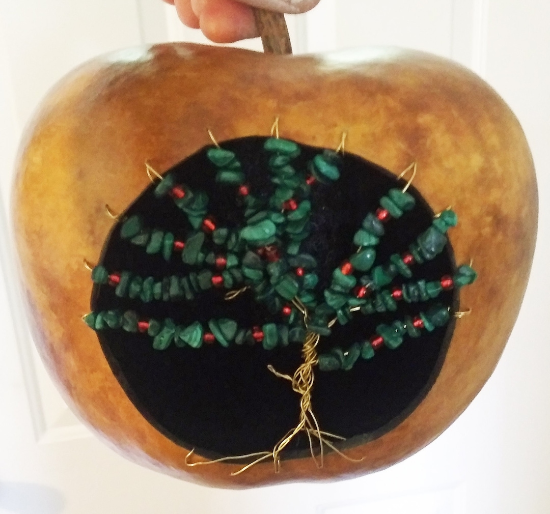 Decorative Natural Gourd With Tree of Life in Your Choice of Colored ...