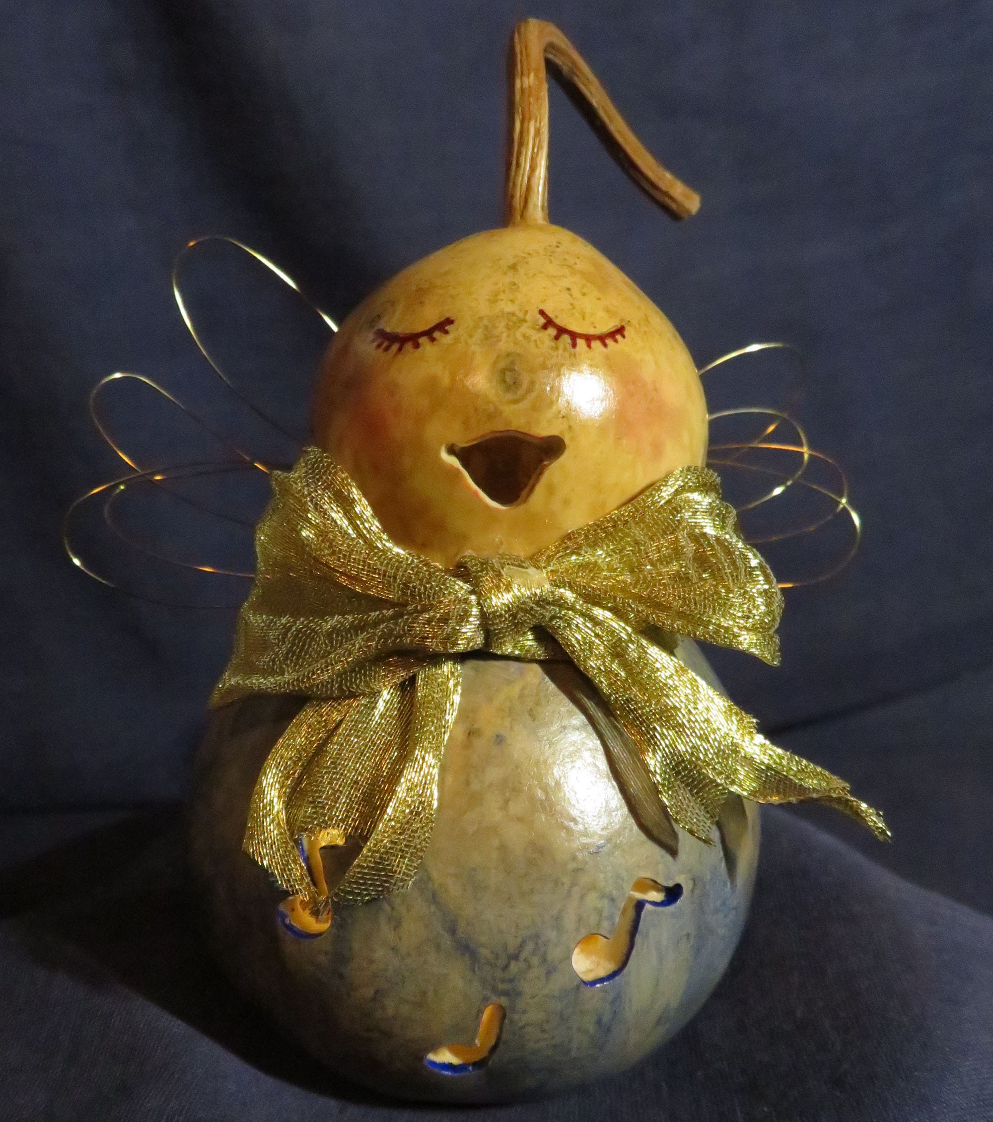 Finished Gourd Angel Ornament Place Tree Light Onto Rear Etsy