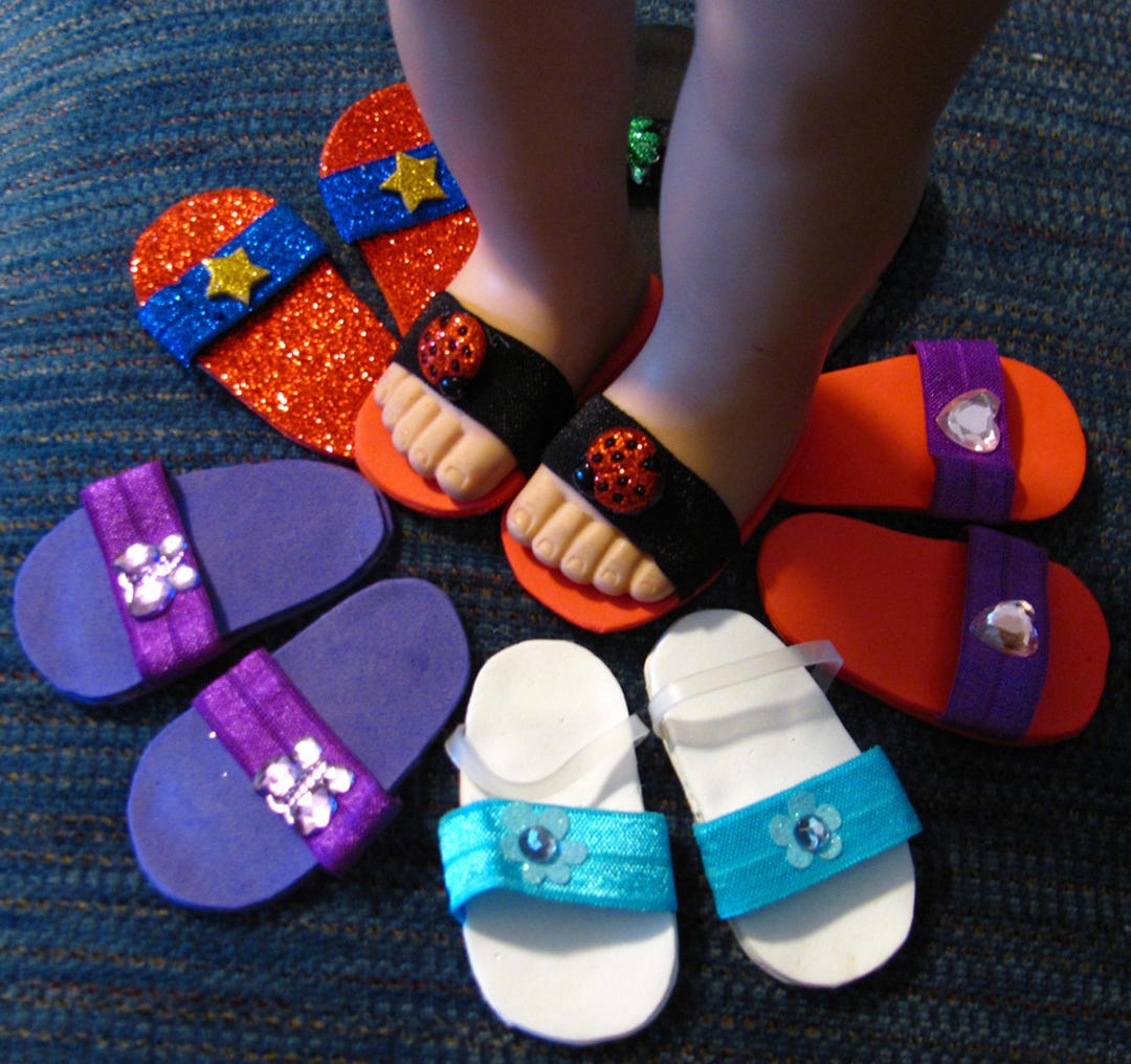 Doll Flip Flops: Fits 18 Inch American Girl Dolls, Elastic Straps - Etsy