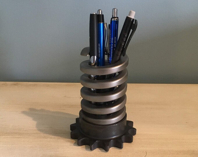 Industrial Gear / Spring Pen and Pencil Holder - Etsy