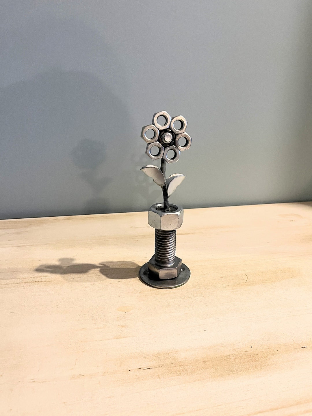 Industrial Steel Flower and Vase - Nuts and Bolts - Etsy