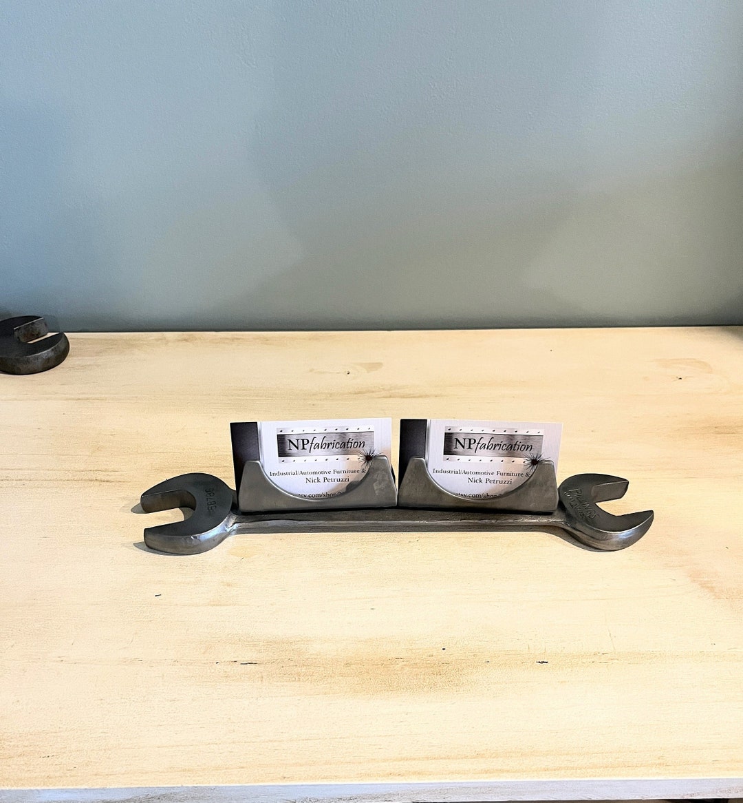 Vintage Wrench Business Card Holder - Industrial / Automotive Straight ...