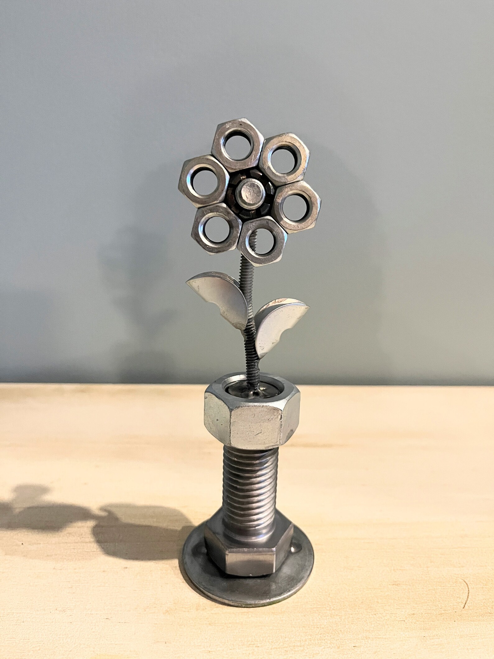 Industrial Steel Flower and Vase - Nuts and Bolts - Etsy