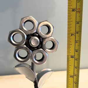 Industrial Steel Flower and Vase - Nuts and Bolts - Etsy