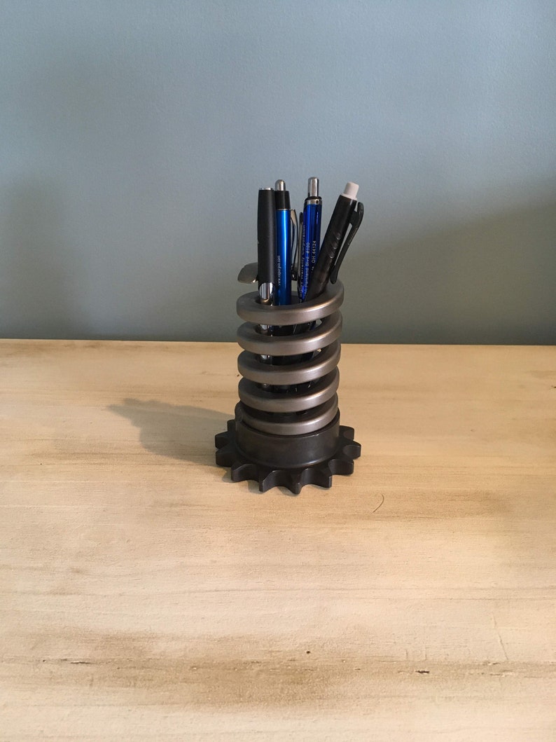 Industrial Gear / Spring Pen and Pencil Holder | Etsy
