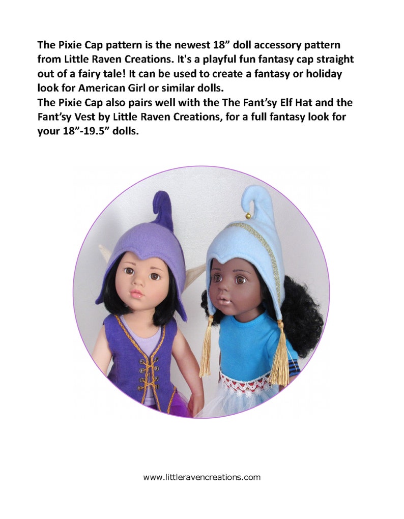 Fant'sy Pixie Cap PDF Pattern for 18" Dolls - Etsy