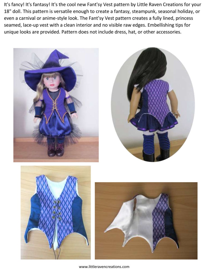 Fant'sy Vest PDF Pattern for 18" Dolls - Etsy