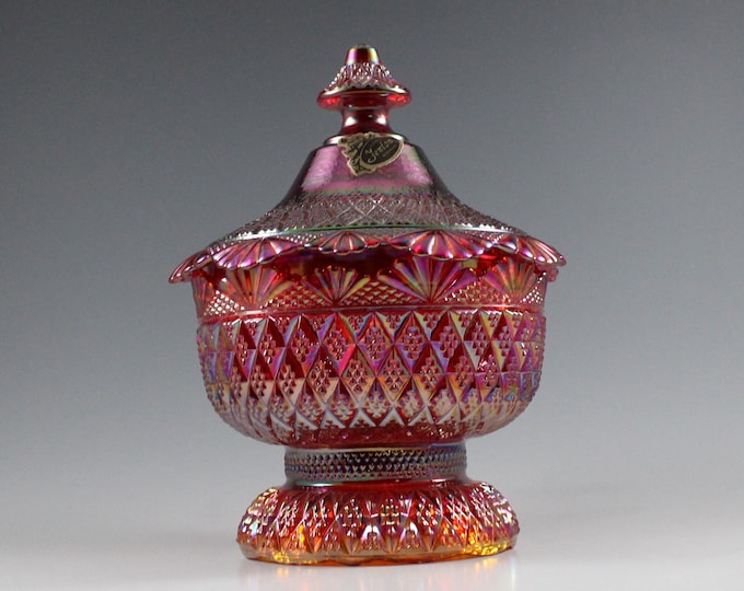 RARE - Vintage Fenton Handmade Red Carnival Pagoda Covered Candy Dish ...