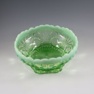 Antique Jefferson Handmade Green Opalescent Tokyo Pattern Bowl - Etsy
