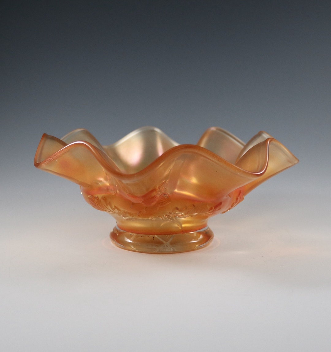 Antique Dugan Handmade Marigold Carnival Glass Triplets Pattern ...