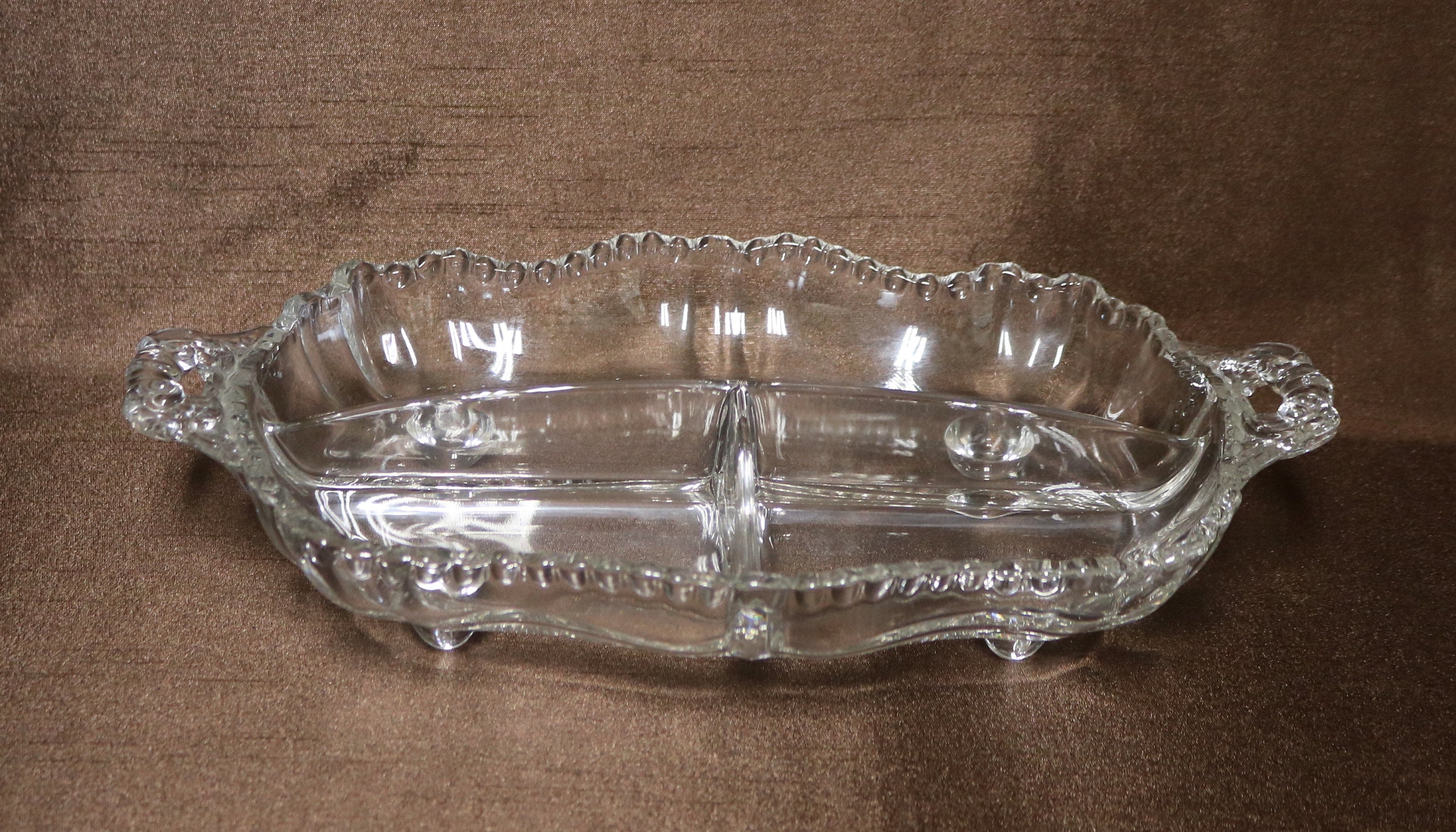 Vintage Cambridge Glass Co Handmade Gadroon Pattern 4 Toe Footed 3 Part ...
