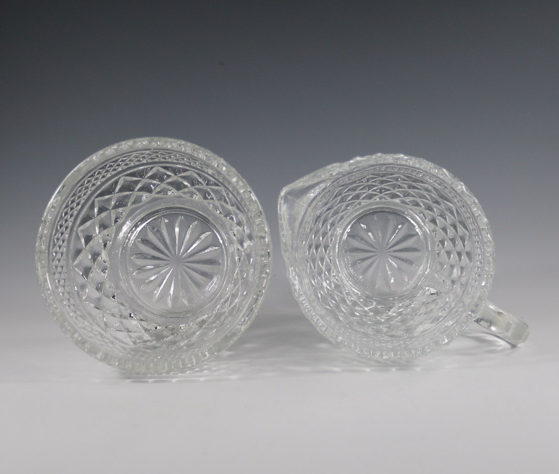 Vintage Set of Anchor Hocking Crystal Wexford Pattern Cream and Sugar ...