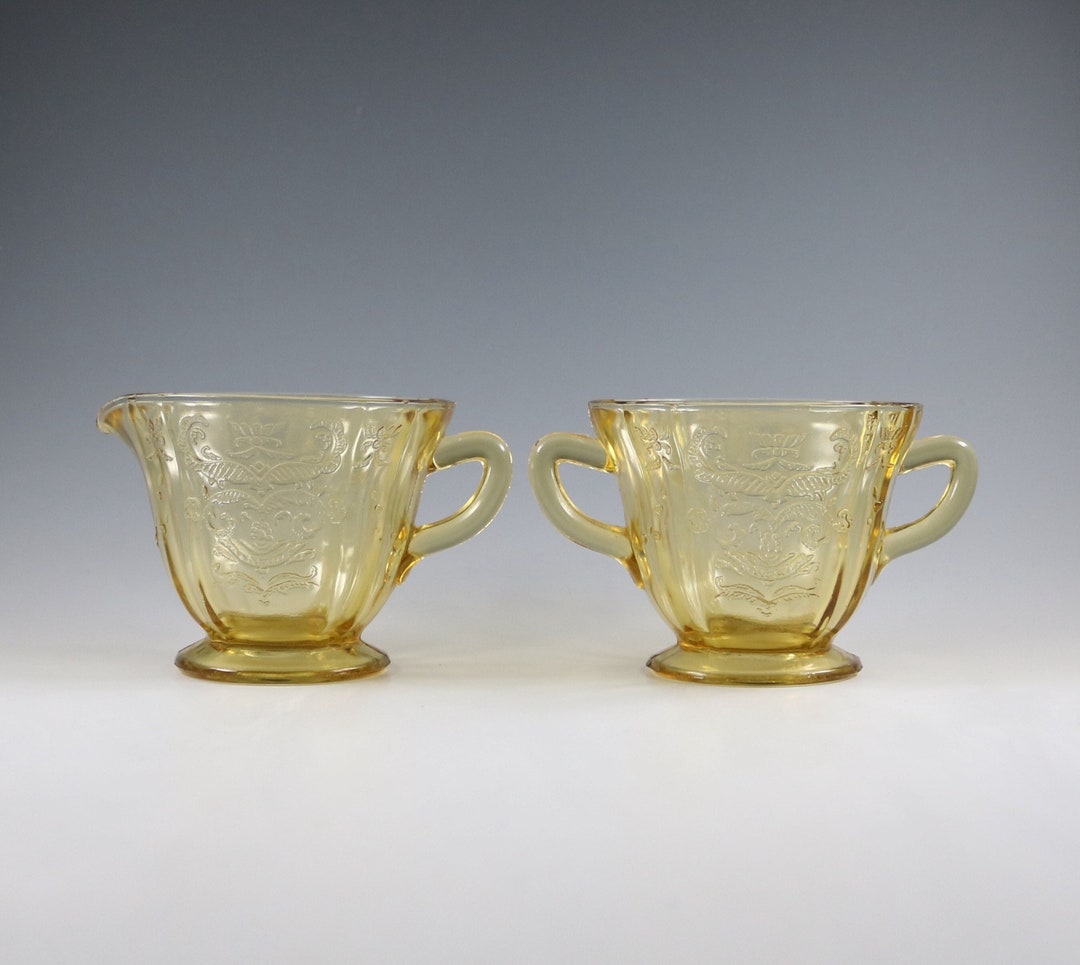 Vintage Federal Glass Amber Depression Glass Madrid Pattern Cream and ...