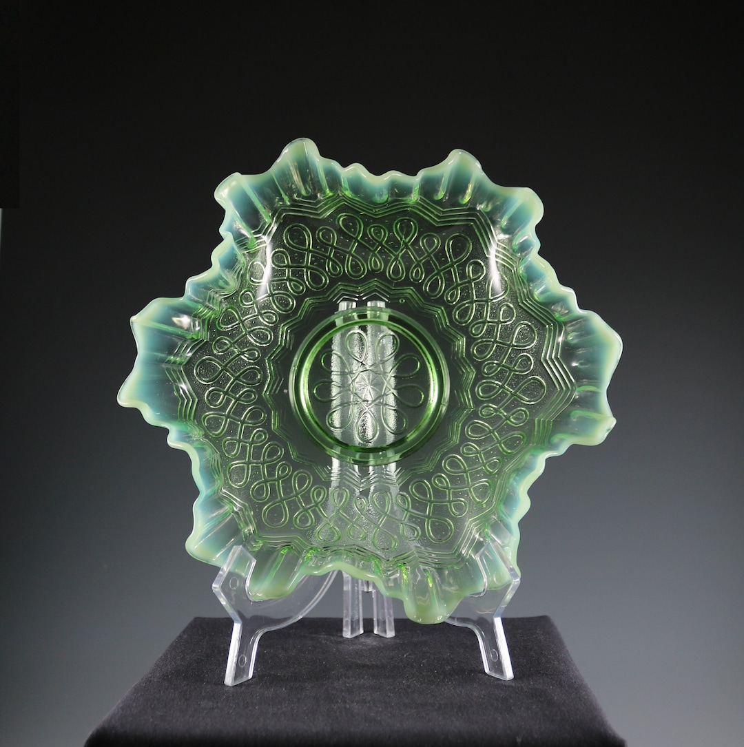 Gorgeous Antique Handmade Jefferson Glass Co. Green Opalescent Many ...