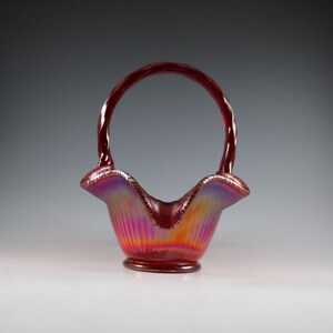 Vintage Fenton Handmade Ruby Red Stretch Glass Basket - Etsy