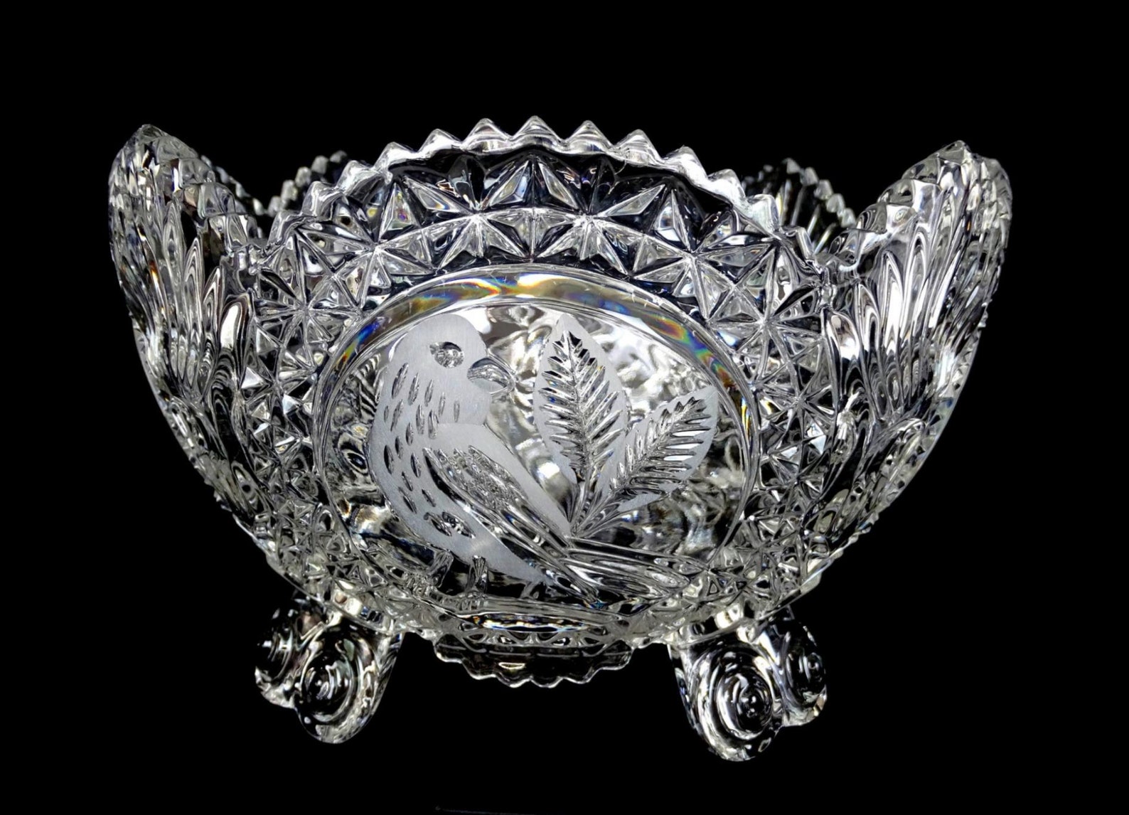 Hofbauer Crystal Glass Byrdes Collection 24% Lead Crystal 8 1/2" FOOTED ...